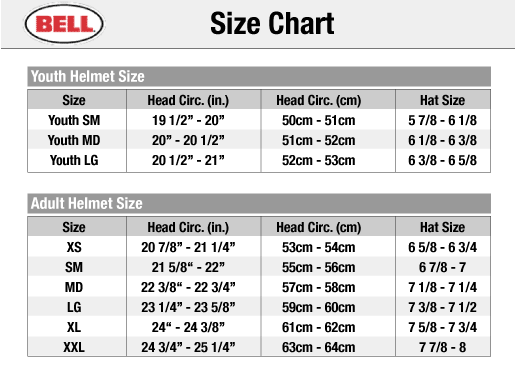 bell size chart
